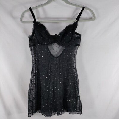 Rampage Sheer Mesh Lingerie Women M Black Glitter Sparkle Intimate ...