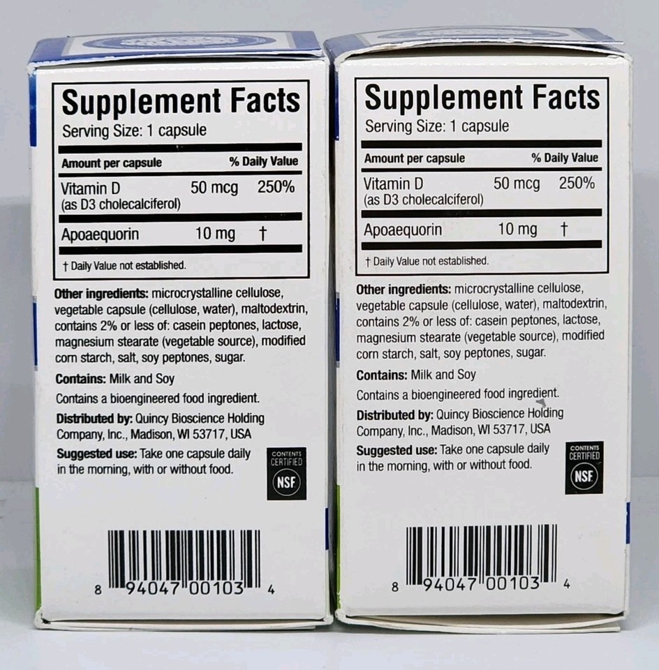 2x Prevagen Regular Strength 30 Capsules 10mg Apoaequorin Authentic New ...