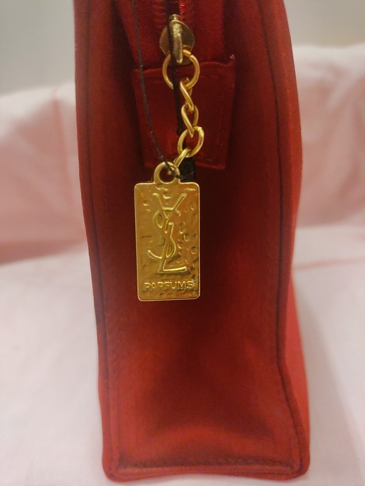 Vintage Yves Saint Laurent "YSL Parfums" Red Satin Bag | eBay