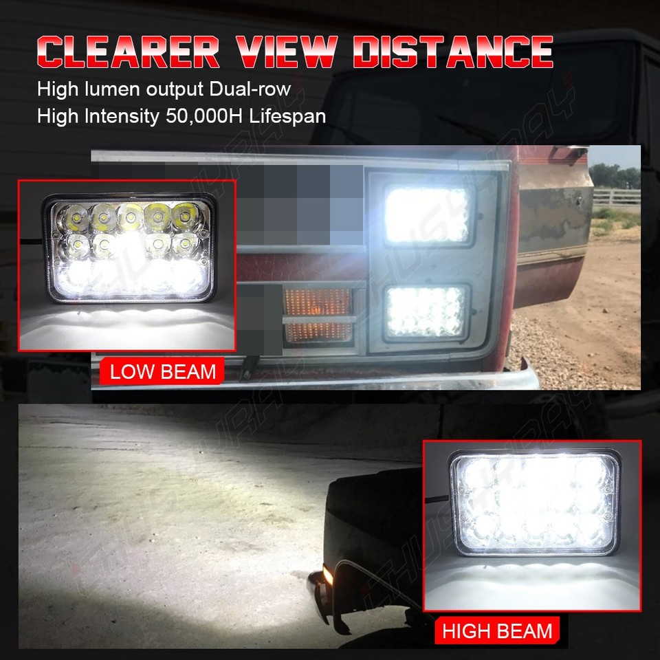 4PCS 4x6" Inch LED Headlights Hi/Lo Sealed Beam For Chevrolet Caprice ...