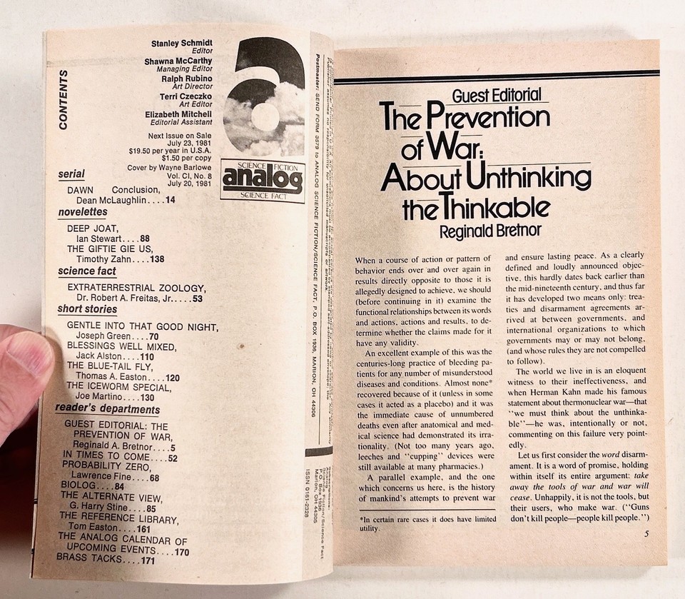 1981 Jul ANALOG SCIENCE FICTION Ian Stewart TIMOTHY ZAHN Freitas on ...