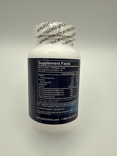 Physiotru Physio Omega 2400 mg Ultra-Pure DPA, DHA, EPA Softgels - 60 Count for sale online | eBay