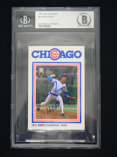 GREG MADDUX 1987 CUBS DAVID BERG SIGNED "HOF 14" BAS AUTHENTIC AUTO ...