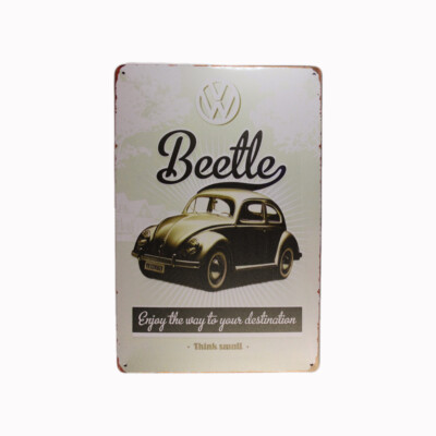 Tin Sign BEETLE THINK SMALL Sprint Drink Bar Whisky Rustic Look | eBay