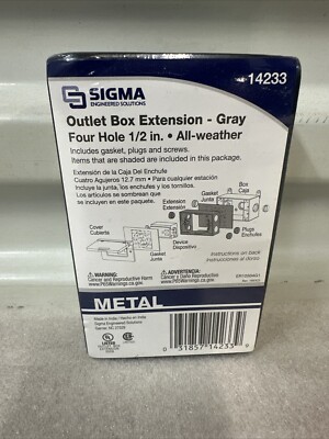 Sigma 14233 Four Hole ½" 12.7mm All-Weather Outlet Box Extension - Gray ...