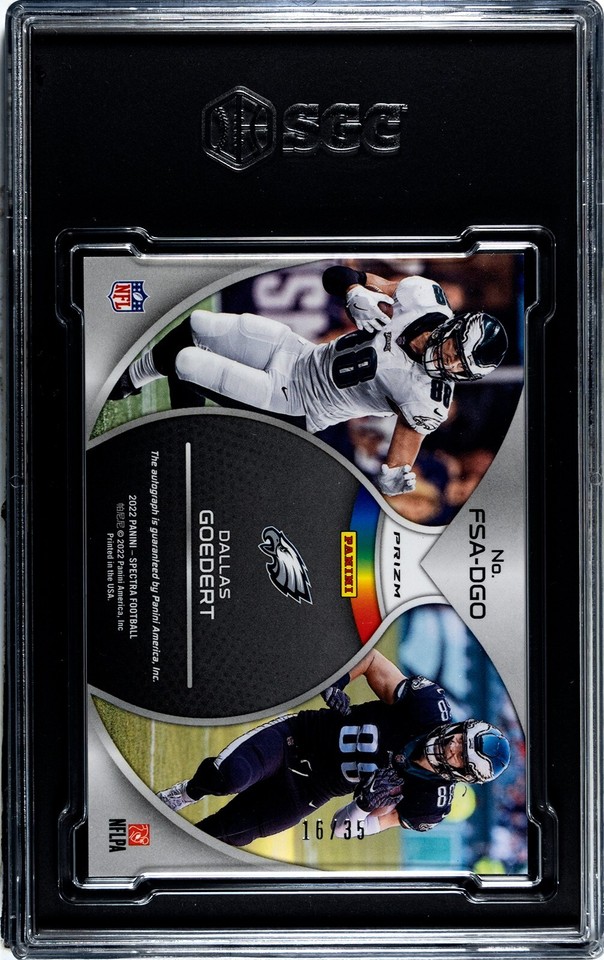 Dallas Goedert signed 2022 Panini Spectra Neon Green Prizm-SGC Graded 9 ...