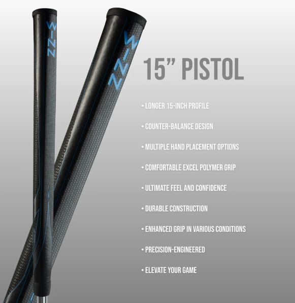 1 Winn Black Long 15 Inch Pistol Excel Counter Balance Putter Golf Grip ...