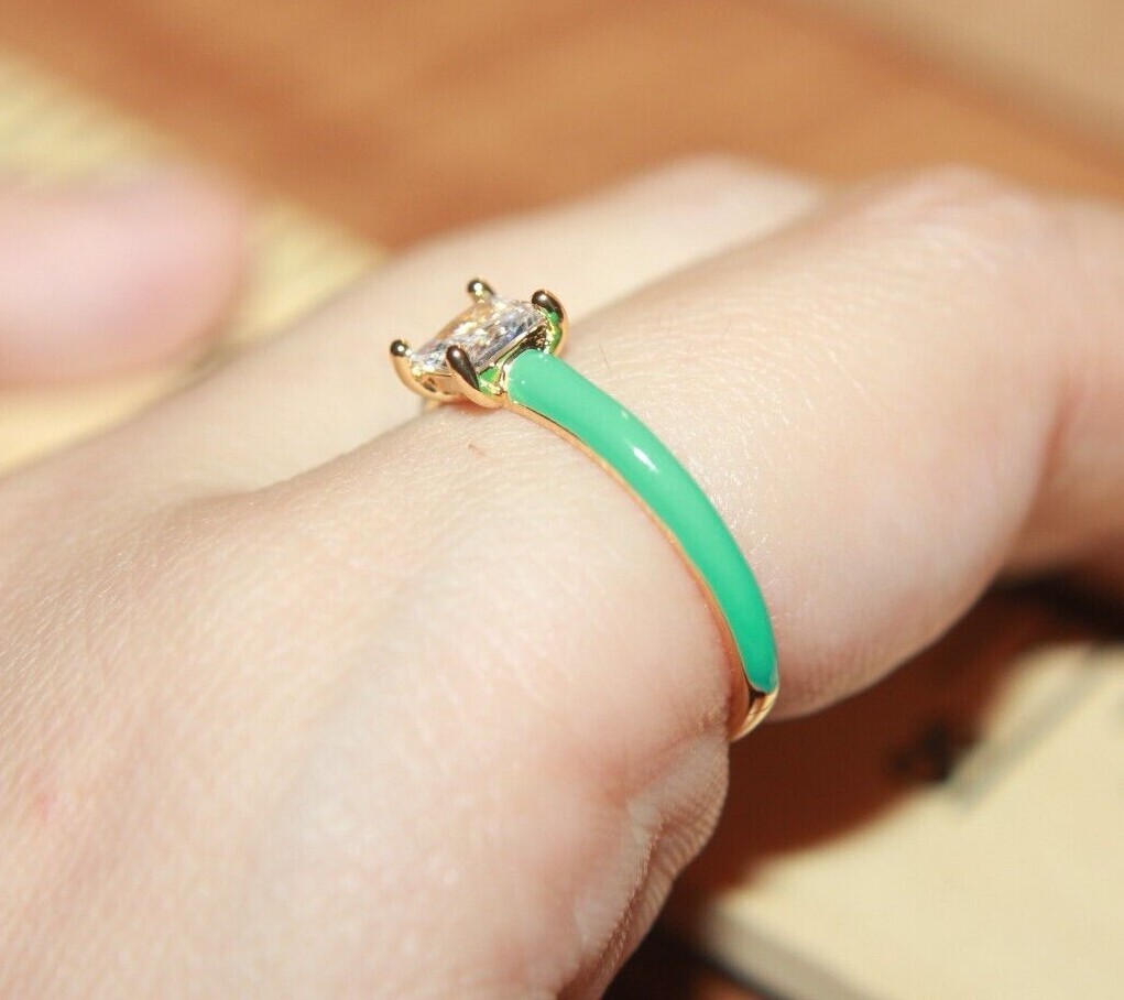 enamel ring gemstone silver jewelry 6.25 7.25 8.75 cocktail wrist watch ...