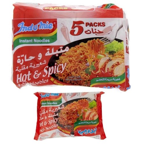 5 Packet X INDOMIE Instant Noodles Fried Noodles Hot and Spicy Flavor ...