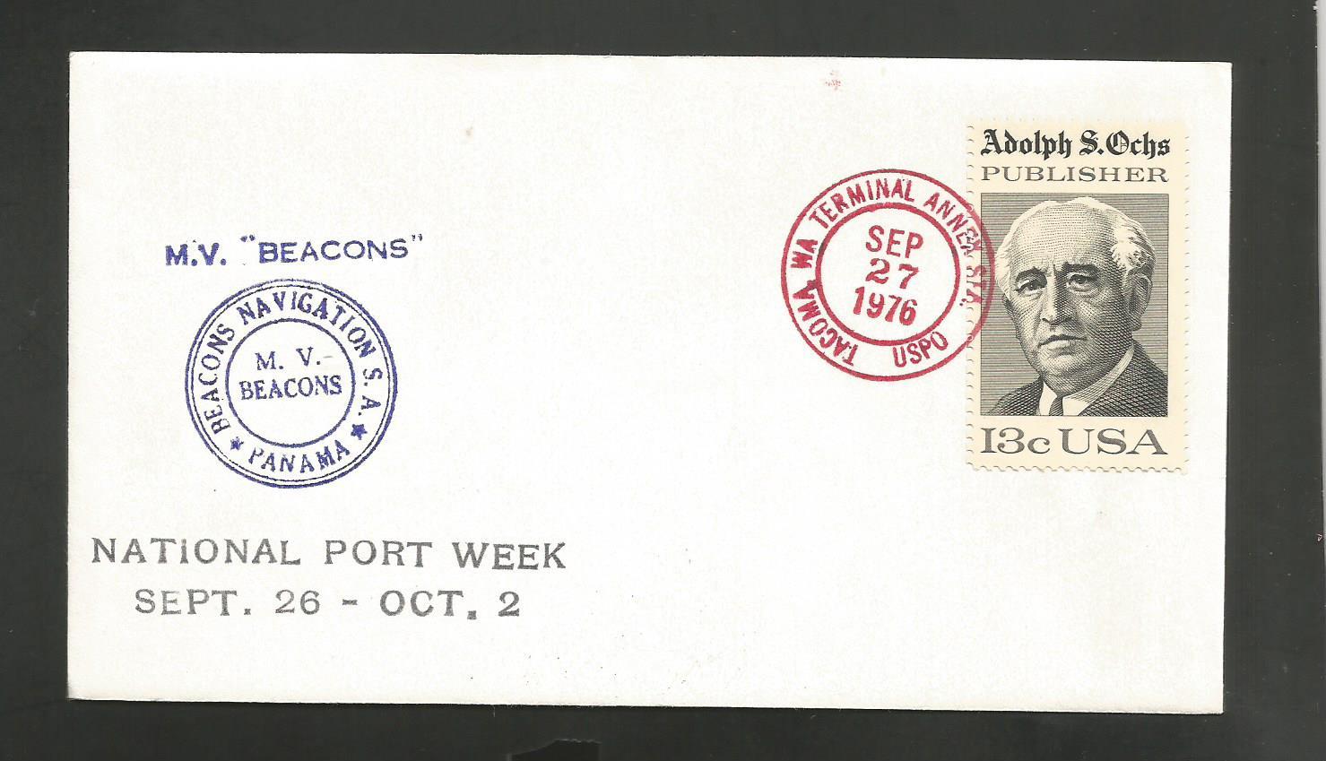 NATIONAL PORT WEEK SEP 26-OCT 2 1976 M.V BEACONS | eBay