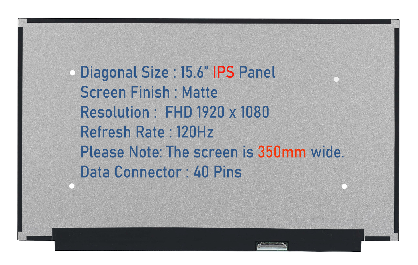 15.6" COMPATIBLE HP L08936-ND2 FHD IPS MATTE 40PINS LED 350MM DISPLAY ...