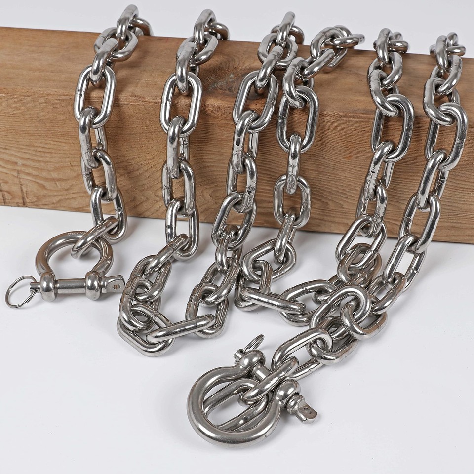 316 Stainless Steel 5/16" Boat Anchor Chain with 2 Pcs 3/8" Anti-Off ...