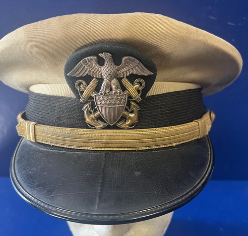 US NAVAL OFFICER’S VISOR CAP W/STERLING CAP BADGE | eBay