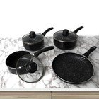7Pc Non Stick Cookware Set Black Cooking Pot FryPan Saucepan Set with ...