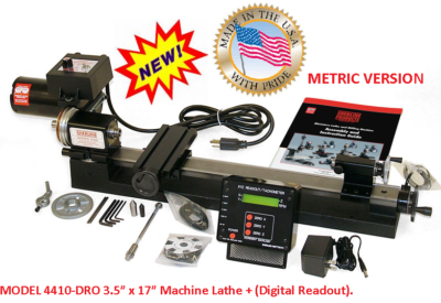 SHERLINE 4410-DRO 3.5" X 17" LATHE (METRIC) + DRO (For INCH SEE PN 4400 ...
