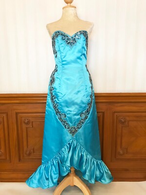 Vintage Mike Benet Formals Sequin Strapless Prom Party Dress Gown Blue ...