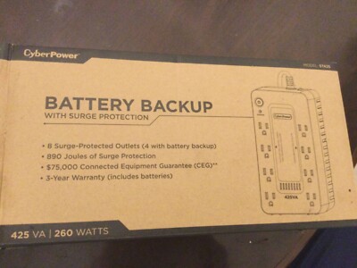CyberPower Battery Backup + Surge Protection 425VA / 260 Watts | eBay