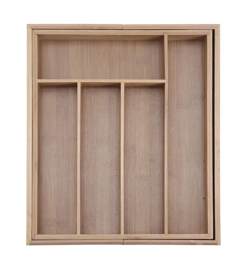 Extendable Bamboo Cutlery Box Wood Kitchen Drawer Organiser Utensil ...