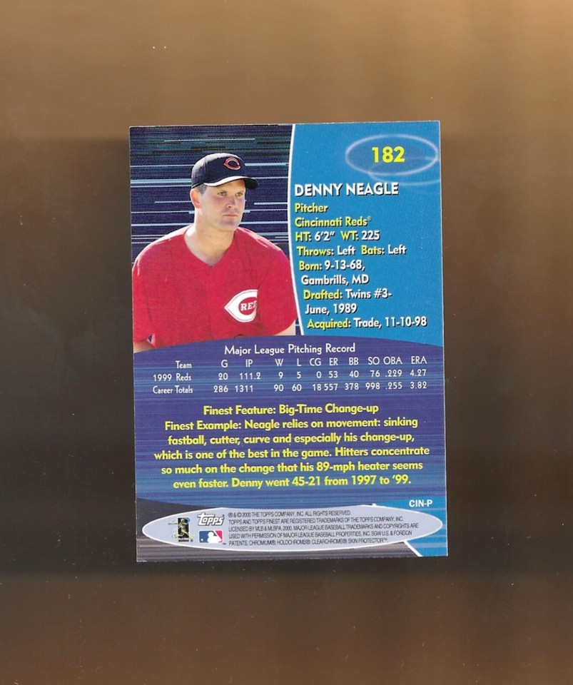 2000 Topps Finest Card # 182 DENNY NEAGLE CINCINNATI REDS | eBay