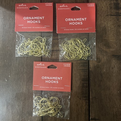 *3 PACKS* Hallmark Keepsake Ornament Hooks—20 Brass Hooks In Each ...