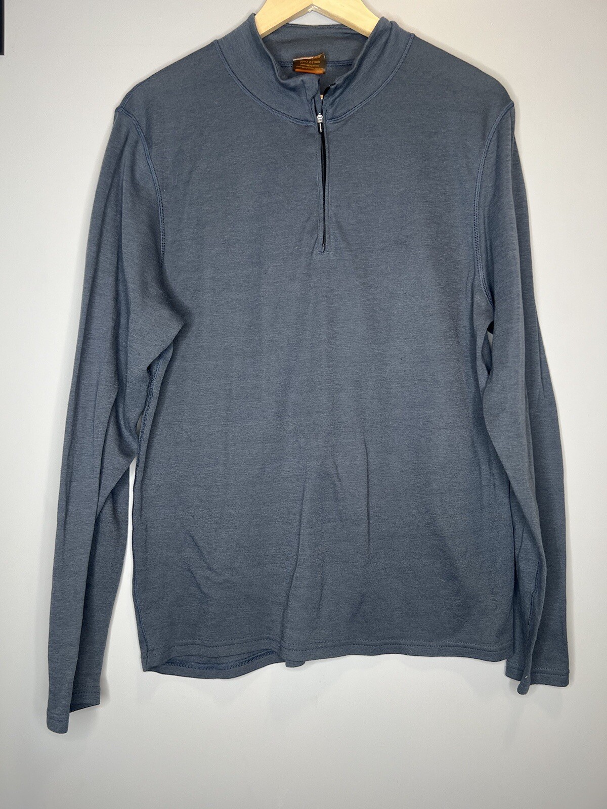 Gordini Quarter Zip Jacket Gray Blue Base Layer Merino Wool 1/4 Mens XL ...