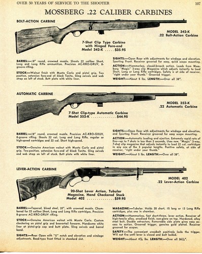 1968 Print Ad of Mossberg Model 342-K Bolt, 352-K Auto & 402 Lever ...