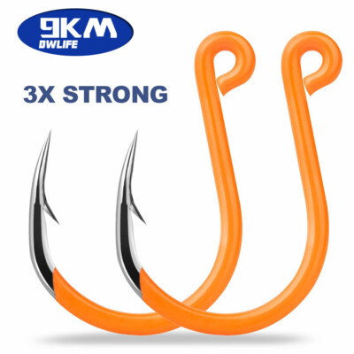 9KM Fishing Jigging Hooks Hard Baits Hook Inline Circle Hook Large Eye ...