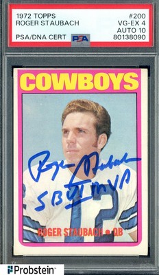 Roger Staubach HOF Signed 1972 Topps Football #200 PSA 4 PSA/DNA AUTO ...