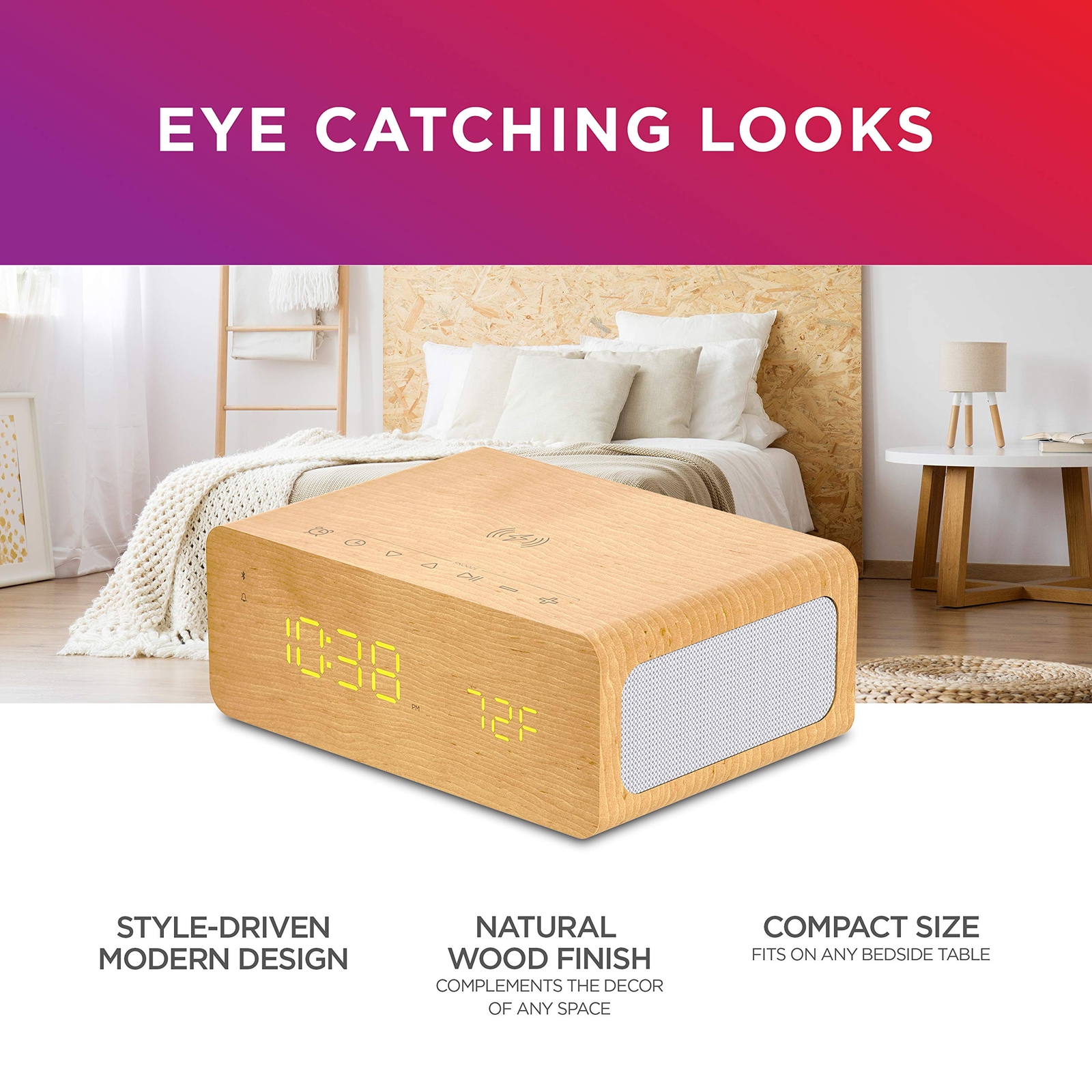 ION Time-20W Bluetooth Speaker Clock with Qi Wireless Recharging, Built-in | eBay