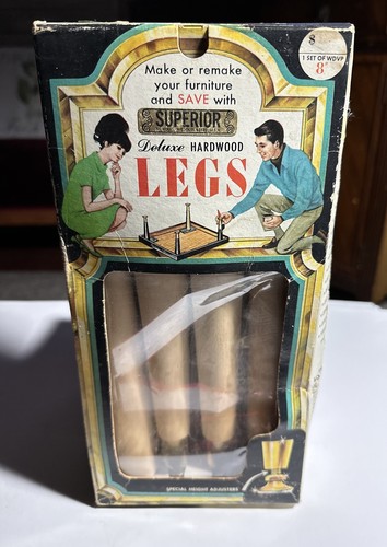 Vintage MCM DELUXE Hardwood Tapered 4 Legs 8” w/Height Adjusters New ...