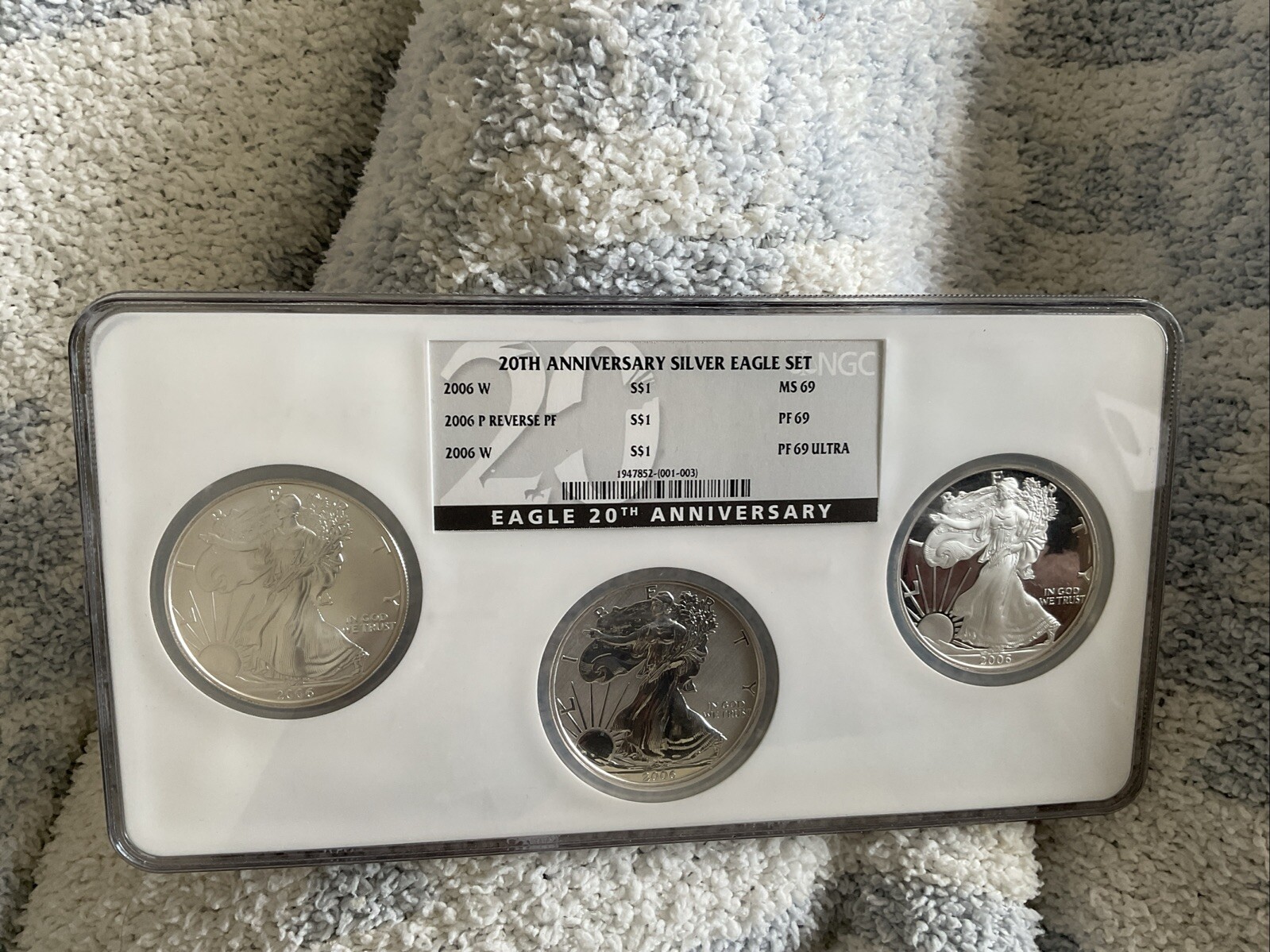 Set Of 3 2006 W&P Silver Eagles 20th Anniversary Silver Dollar NGC PF ...