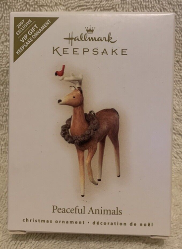 2007 Hallmark Peaceful Animals - Deer w/Cardinal VIP Gift Ornament NIB ...