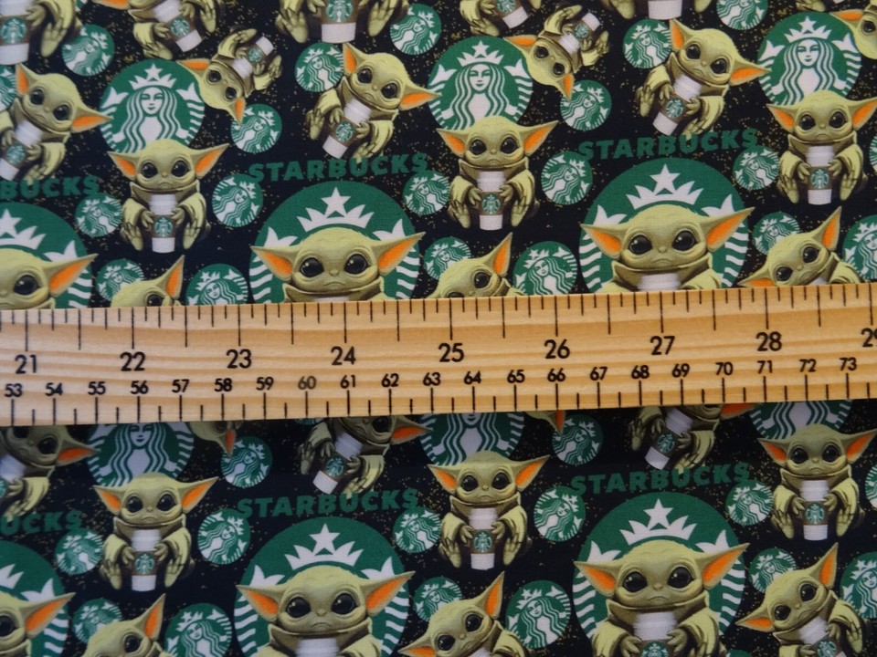 Star Wars Baby Yoda Starbucks Coffee Cotton Fabric 55 inch width | eBay