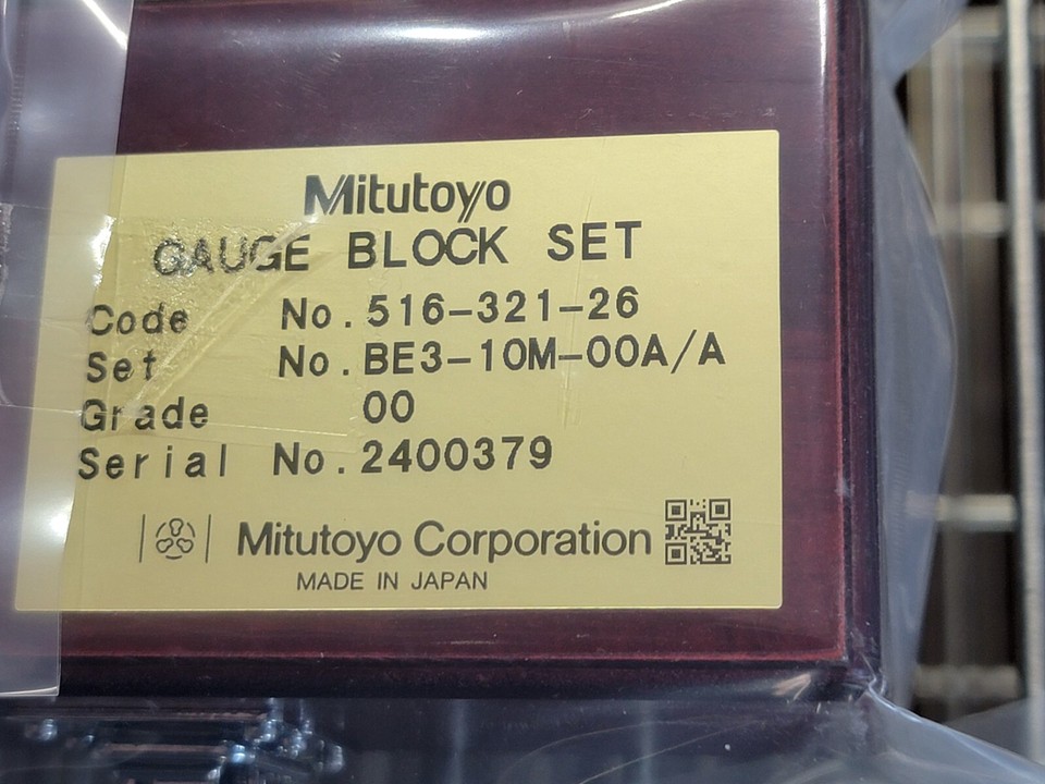 Mitutoyo Ceramic Micrometer Inspection Calibration Gage Block Set Grade ...
