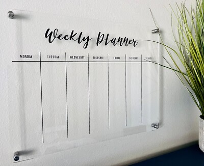 Large Reusable Clear Acrylic Wall Calendar Planner & Task Organizer, 24 ...