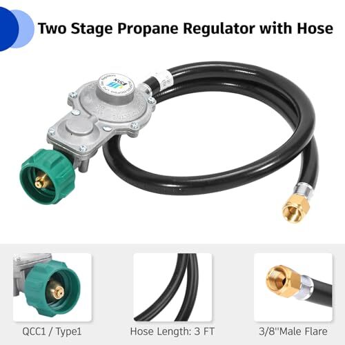 5FT Two Stage Propane Regulator with Hose, Dual Stage Propane Hose with ...
