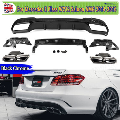 For Mercedes W212 E63S AMG Style W/Exhaust Rear Lip Valance Diffuser ...