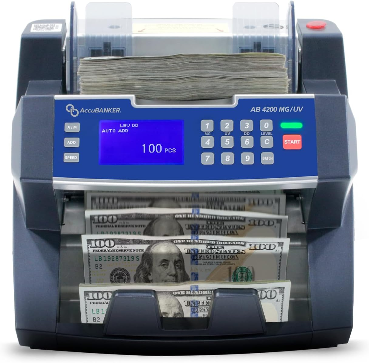 AB4200MGUV Bill Counter - 300 Bill Capacity, 1800 Bills/Min, 3-Point ...