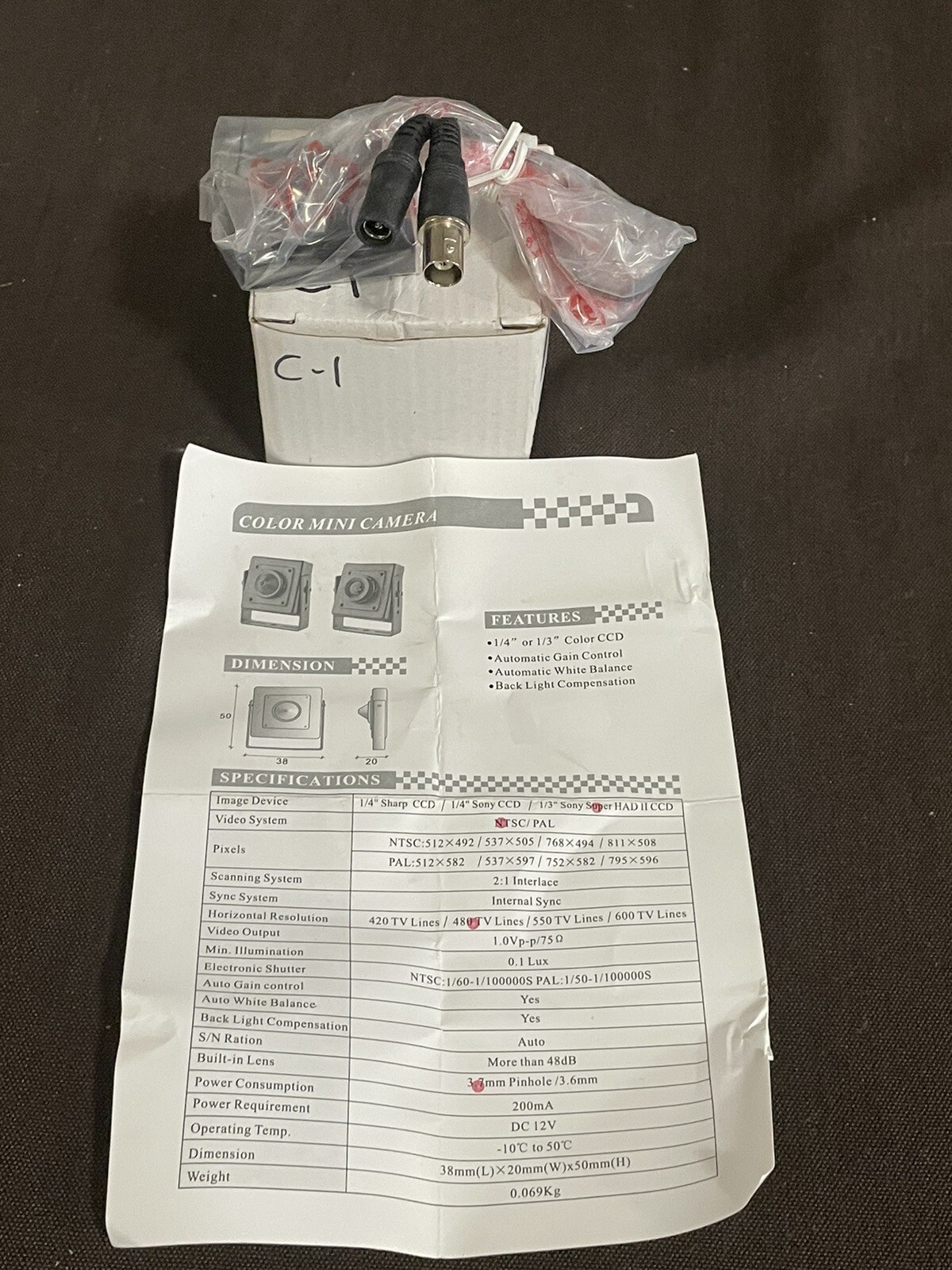 New 1/3" Color CCD Mini Pinhole Camera 3.7 mm MI 5745 (NTSC ...