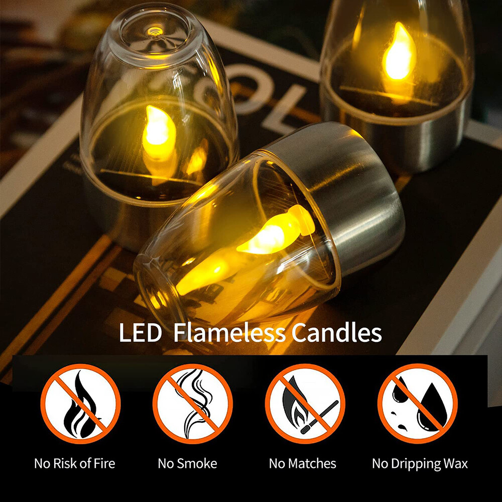 Solar Powered Candles For Indoors Set Of 6 Solar Powered Outdoor