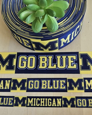 5/8, 7/8 & 1.5" (1 YD) Michigan Wolverines Grosgrain Ribbon Go Blue ...