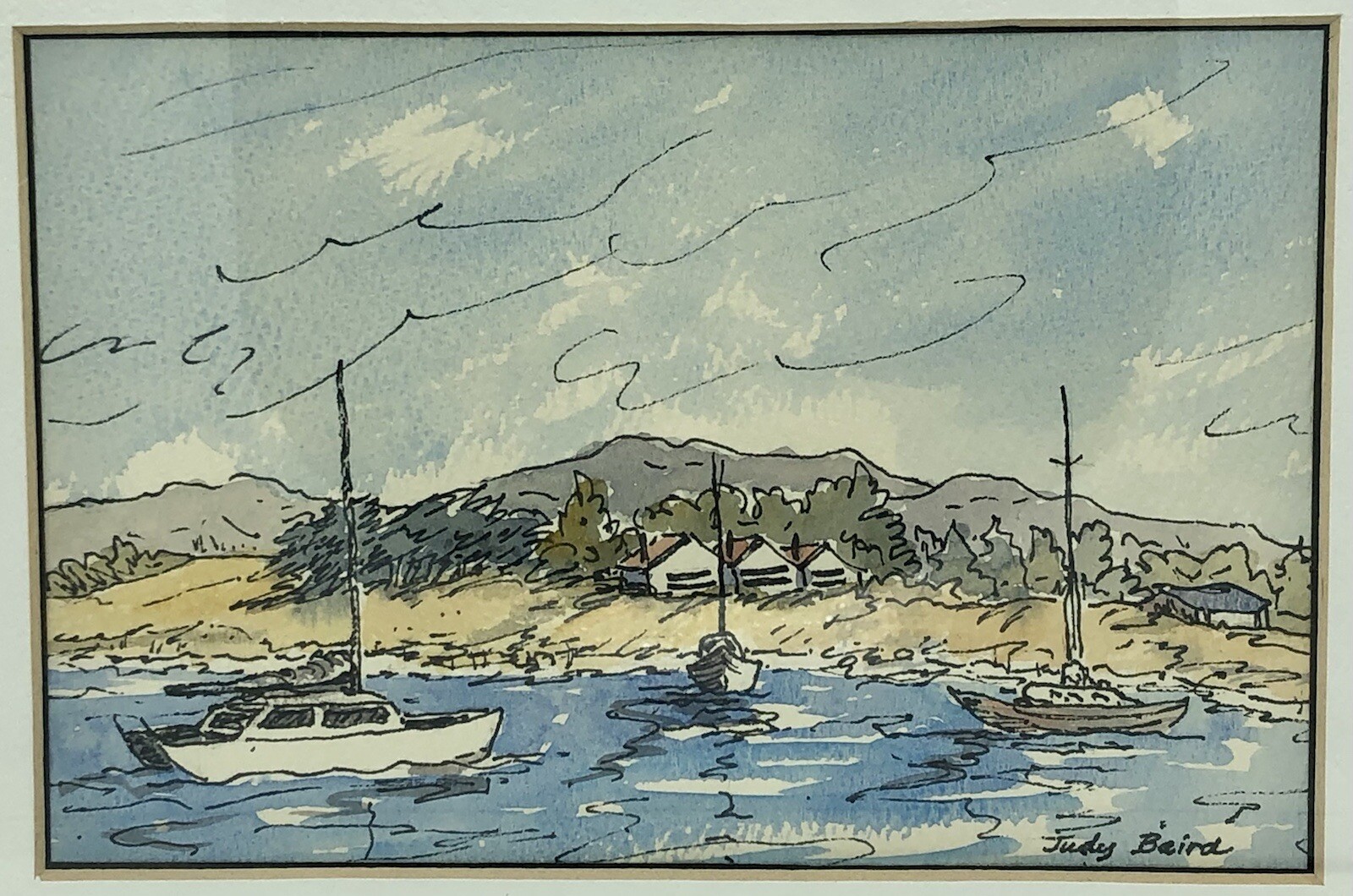 Original Judy Baird Watercolor of Coastal Sailboats /b | eBay