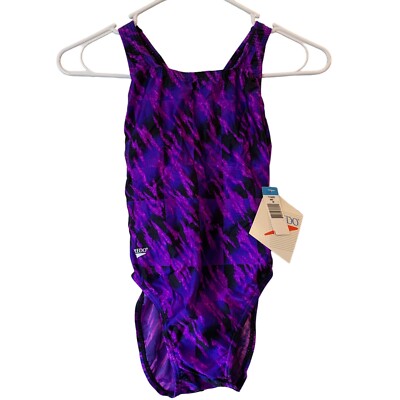Vintage Speedo Women's Abstract Purple Open Back High Cut Swimsuit 30 ...