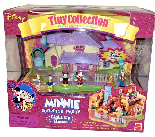 Disney Minnie Surprise Party Light Up House Tiny Collection Playset Mattel New | eBay