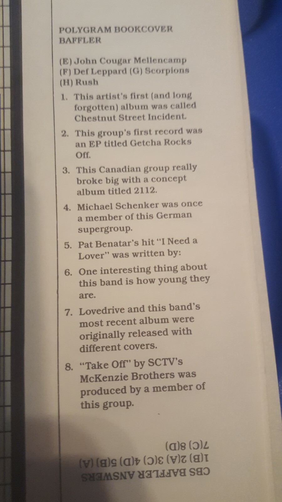 TOWER RECORDS POSTER BOOK COVER RUSH BRUCE SPRINGSTEEN DEF LEPPARD ...