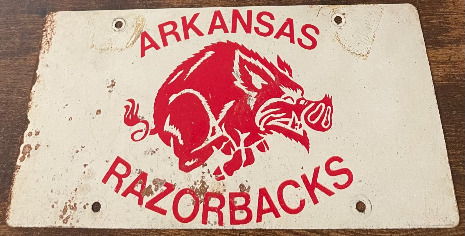 Vintage University Arkansas Razorbacks Booster License Plate Rare Type ...