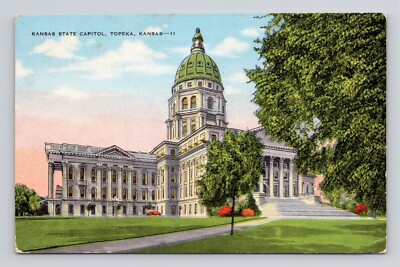 Kansas State Capitol Topeka Kansas Linen Postcard Posted 1949 EC Kropp ...