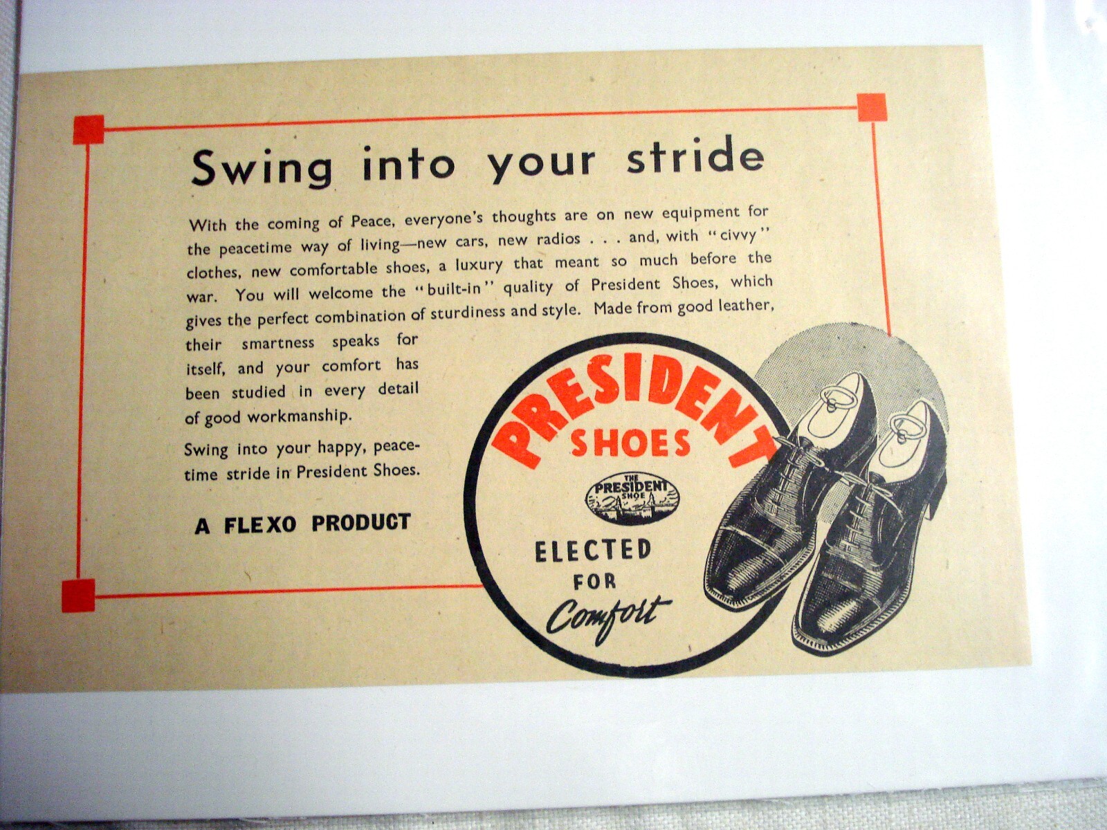 1945 South Africa Ad President Shoes A Flexo Product | eBay