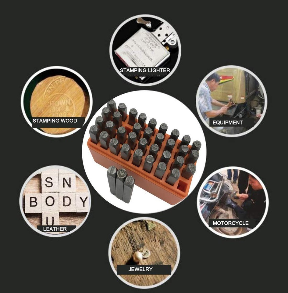 37-Piece Metal Stamps with Love Stamp Stamping kit Leather Tools Letter ...
