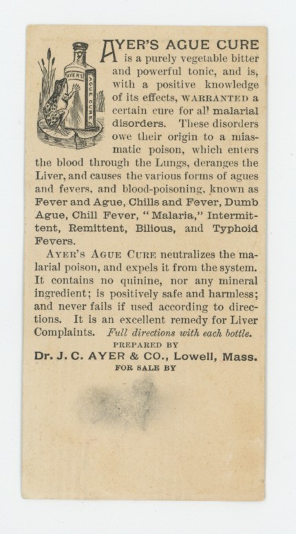Mr Fancy Cancel Ayer's Ague Cure Malaria Vintage Ad Card #858 | eBay